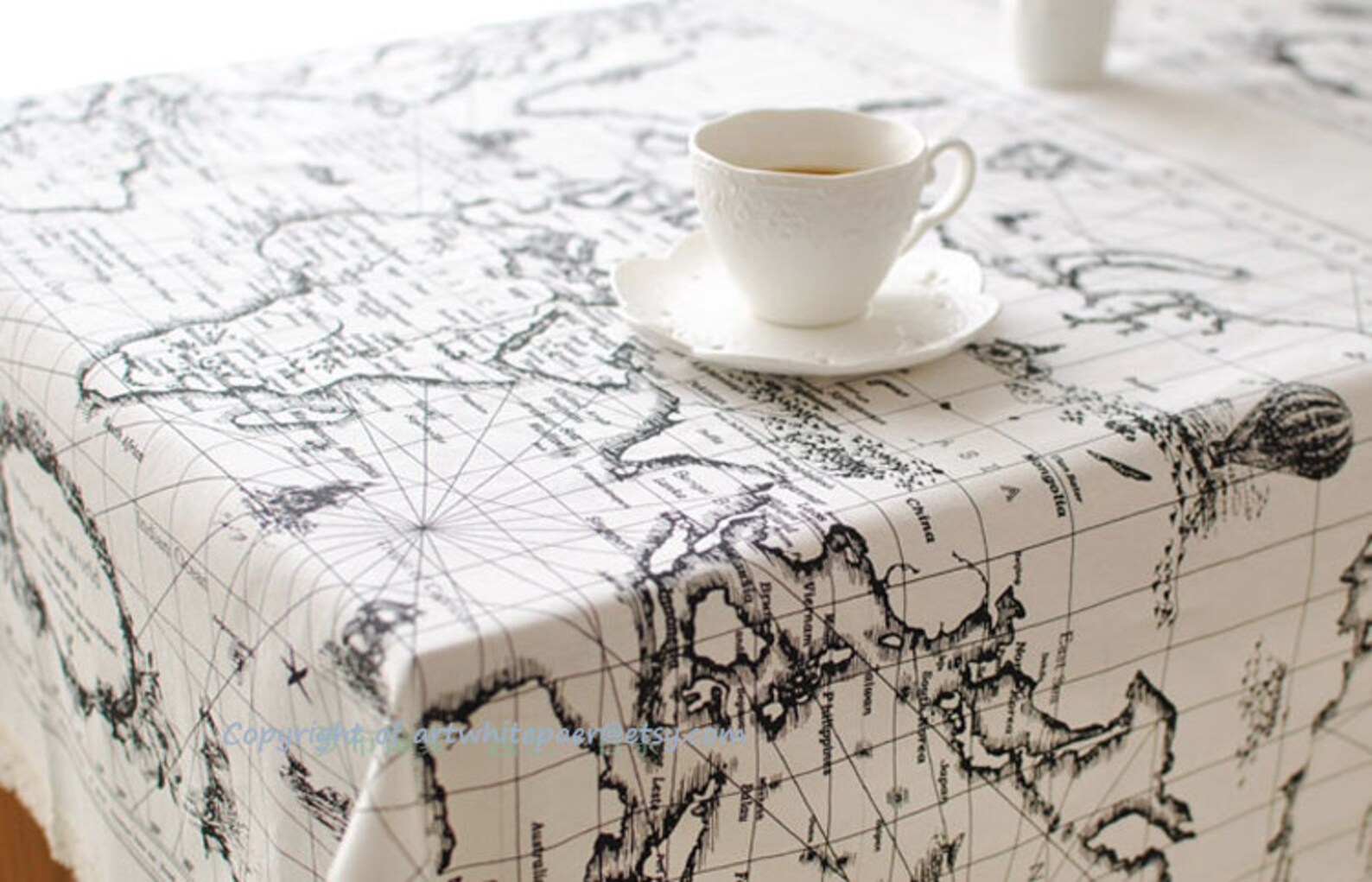 Tablecloth Cotton Linen World Map Rectangle Square Round - Etsy