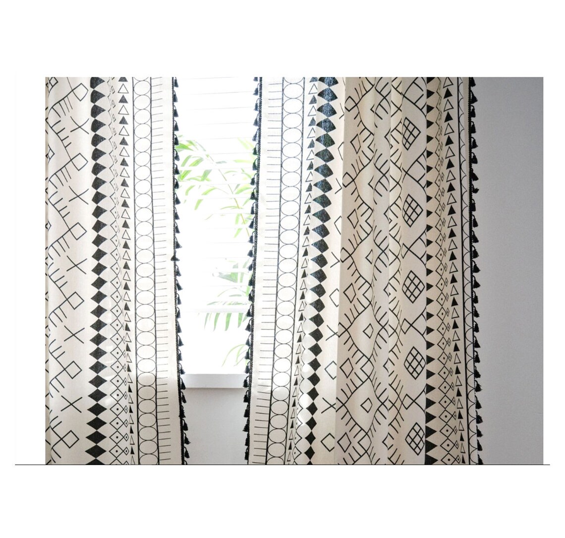 Bohemian Geometric Tassel Bed Room Window Curtain/country Farmhouse ...