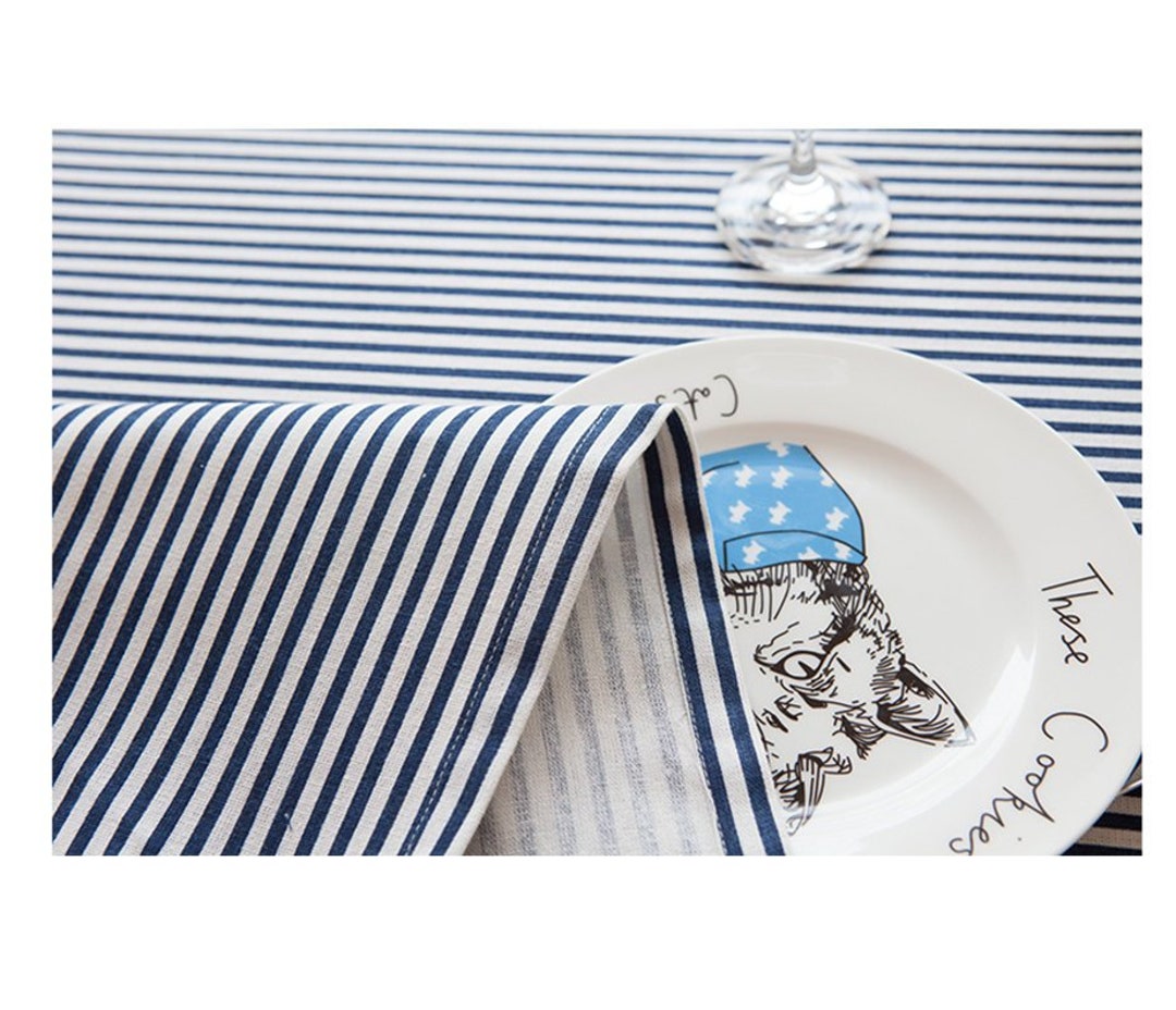 Coffee Rectangle Tablecloth Navy Pinstripe Square Round Oval Party ...