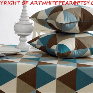 Table Runner Geometric Triangle Blue Gray White Dinning,party,christmas ...