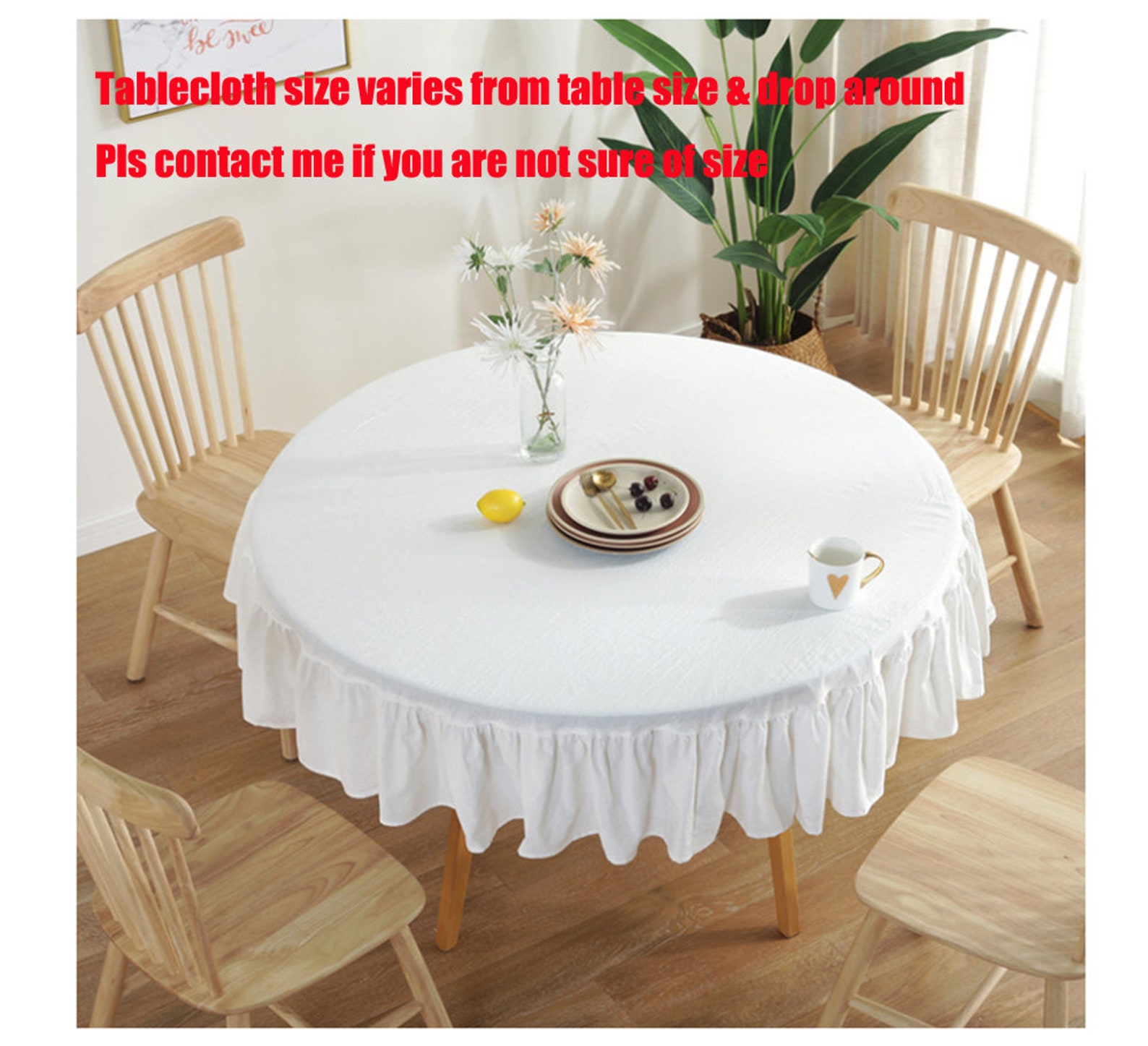 Ruffled Linen Tablecloth Square Rectangle Wedding Table Linen Round ...