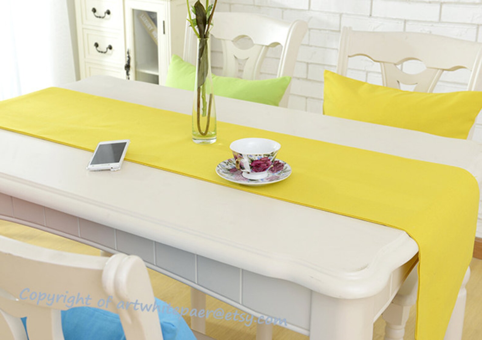 Table Runner Solid Lemon Diningcoffee | Etsy