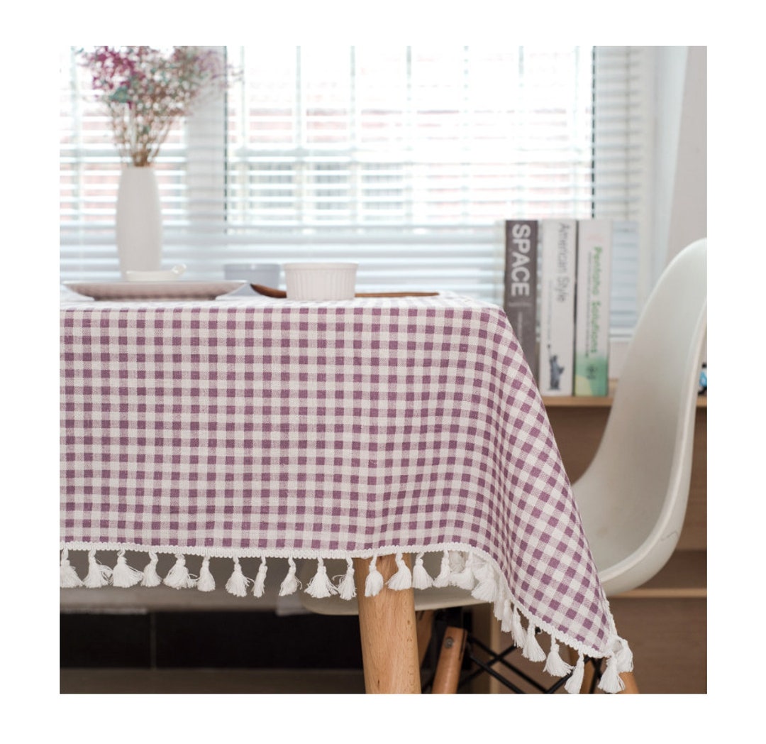 Linen Tablecloth Tassel Fringe 5 Colors Rectangle Square Round Oval ...