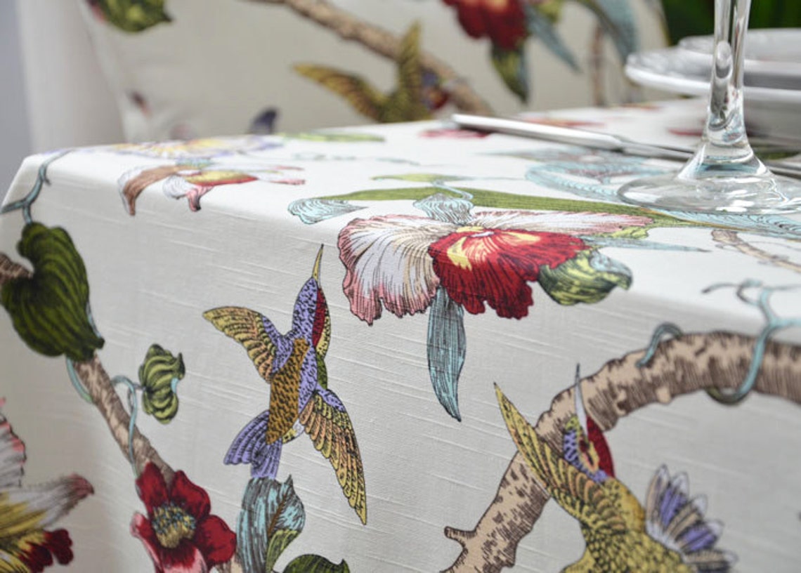 Hummingbirds Tree Flowers Rectangle Square Round Tablecloth | Etsy