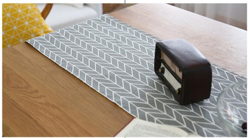 Table Runner Cotton linen Geometric Gray | Etsy