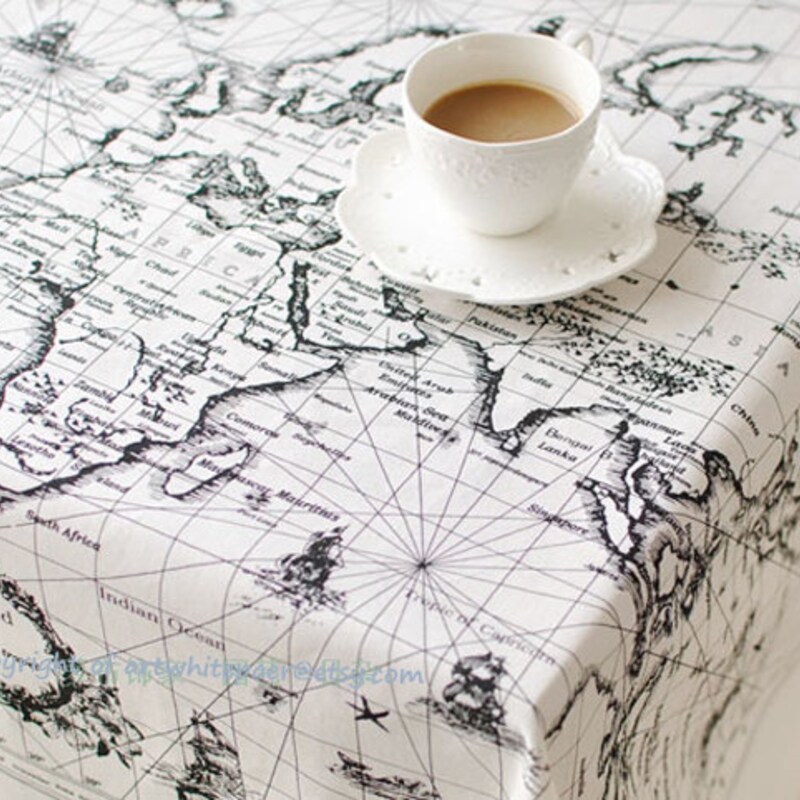 Linen World Map - Etsy