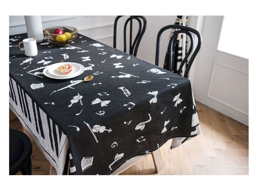 Music Note Piano Linen Tablecloth Rectangle Square Round Oval Rustic ...