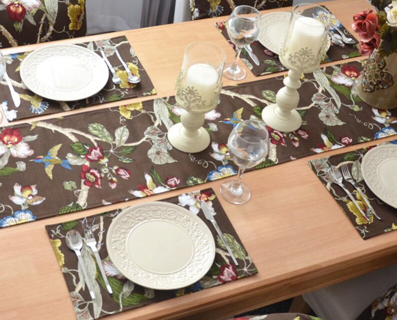 Coffee Table Runner Hummingbirds Tree Flowers | Etsy