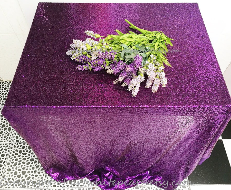 Violet Purple Sequin Tablecloth Rectangle Round Square | Etsy