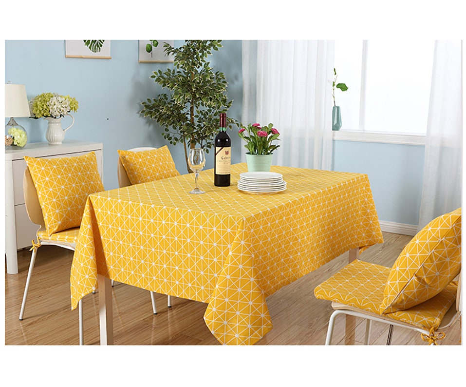 Tablecloth Geometric Yellow Triangle Rectangle Square Round | Etsy