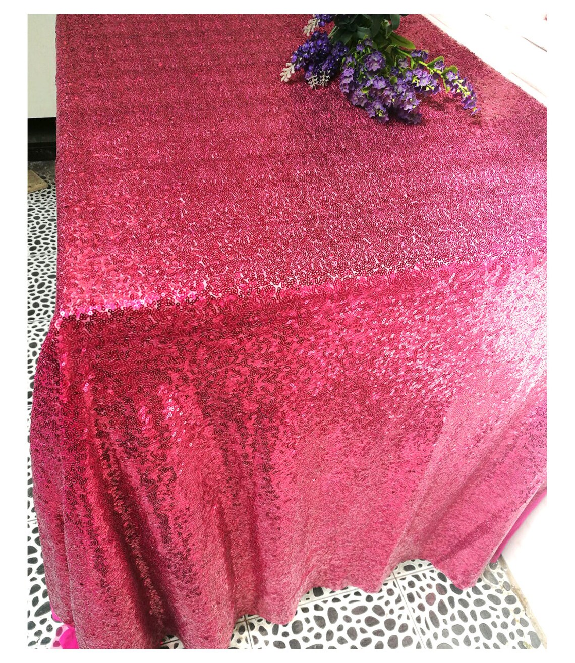Round Rectangle Sequin Tablecloth Glitz Hot Pink Square Party,beach ...