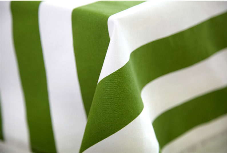 Green White Stripe Rectangle Square Round Tablecloth - Etsy