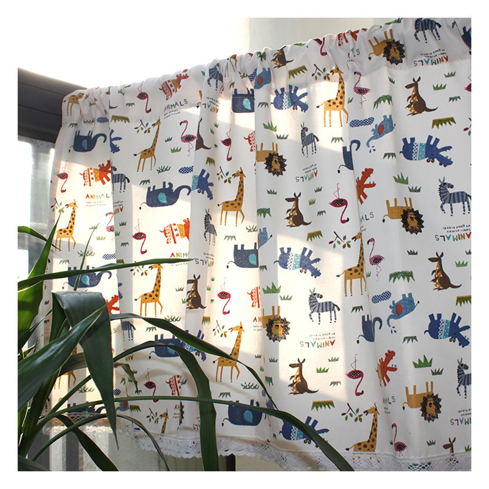 Elephant Lion Giraffe Cafe Curtain Valance/window - Etsy
