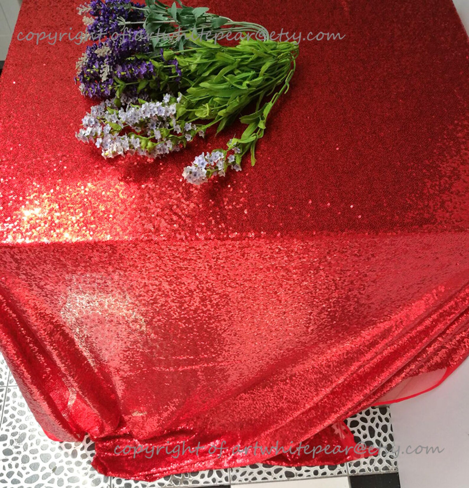 Red Sequin Glitz Tablecloth Rectangle Round Dinner,party,wedding-custom ...