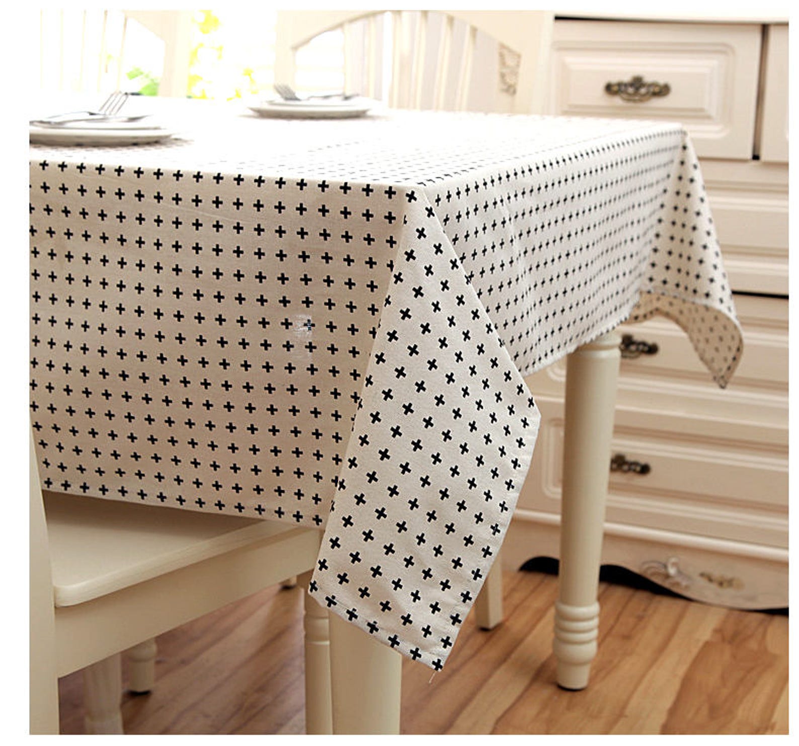 Tablecloth Cotton Linen Geometric Cross Rectangle Square Round | Etsy