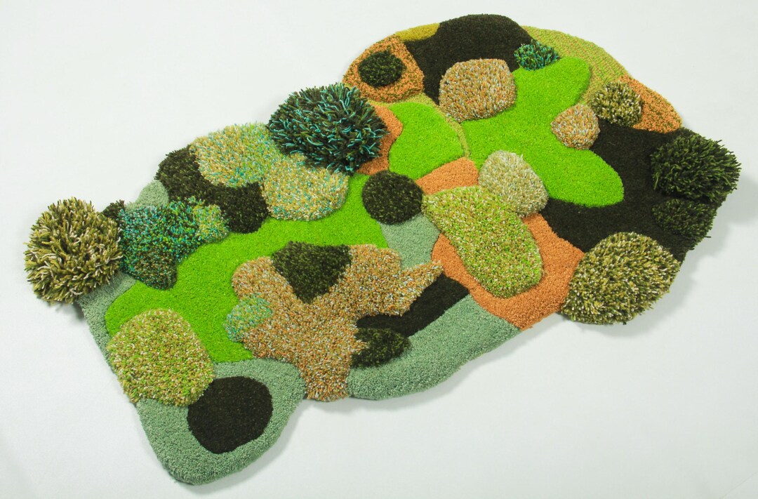 Nature-inspired Hand-tufted Rug – 3D Mossy Terrain Design | Soft ...