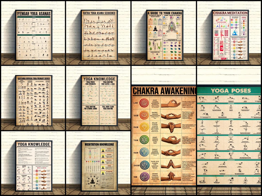 Yoga Poster Asanas 100+ Poses Your Body Wishes to Practice, Yoga Studio ...