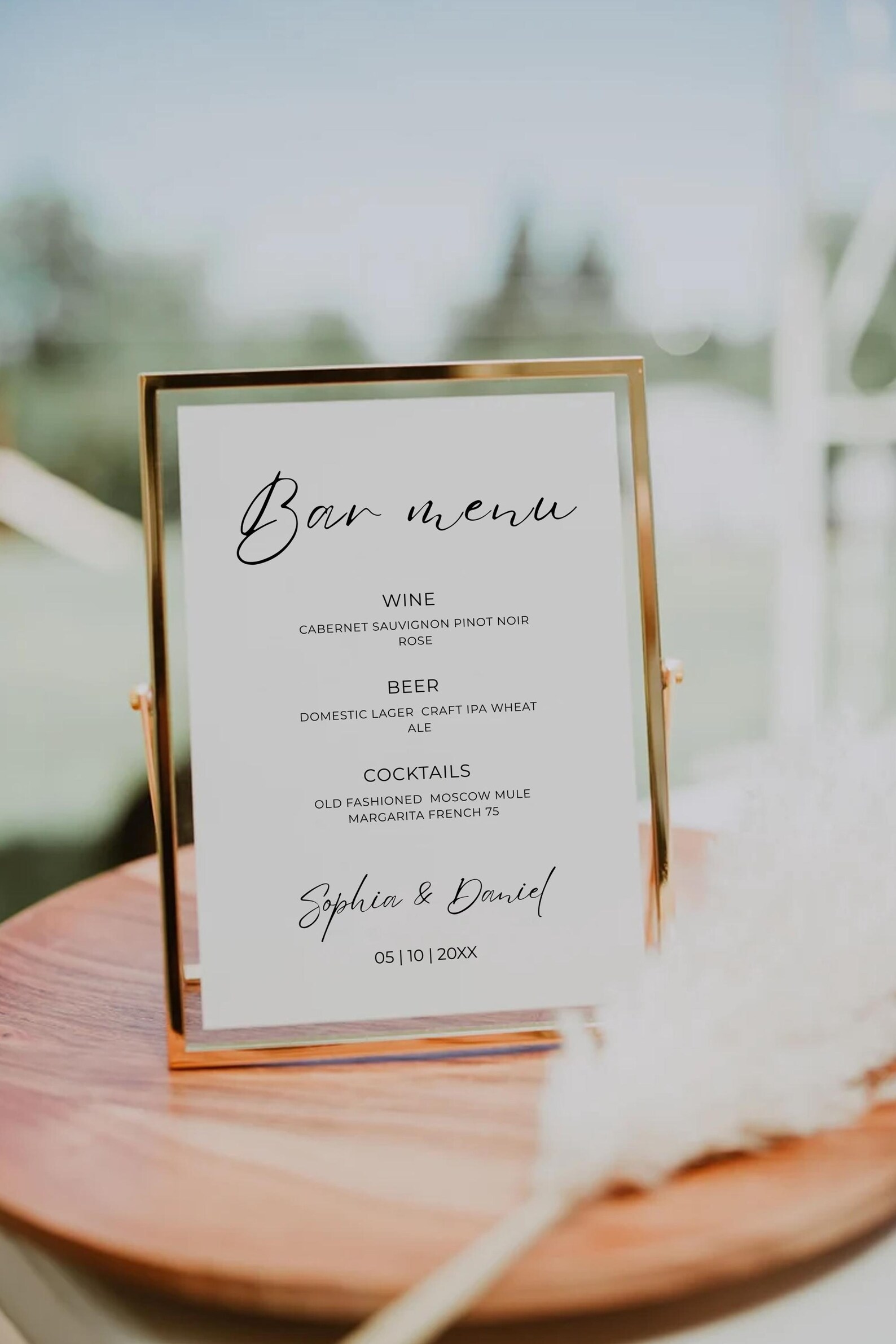 Minimalist Bar Sign Template, Wedding Drink Menu Template, Printable ...