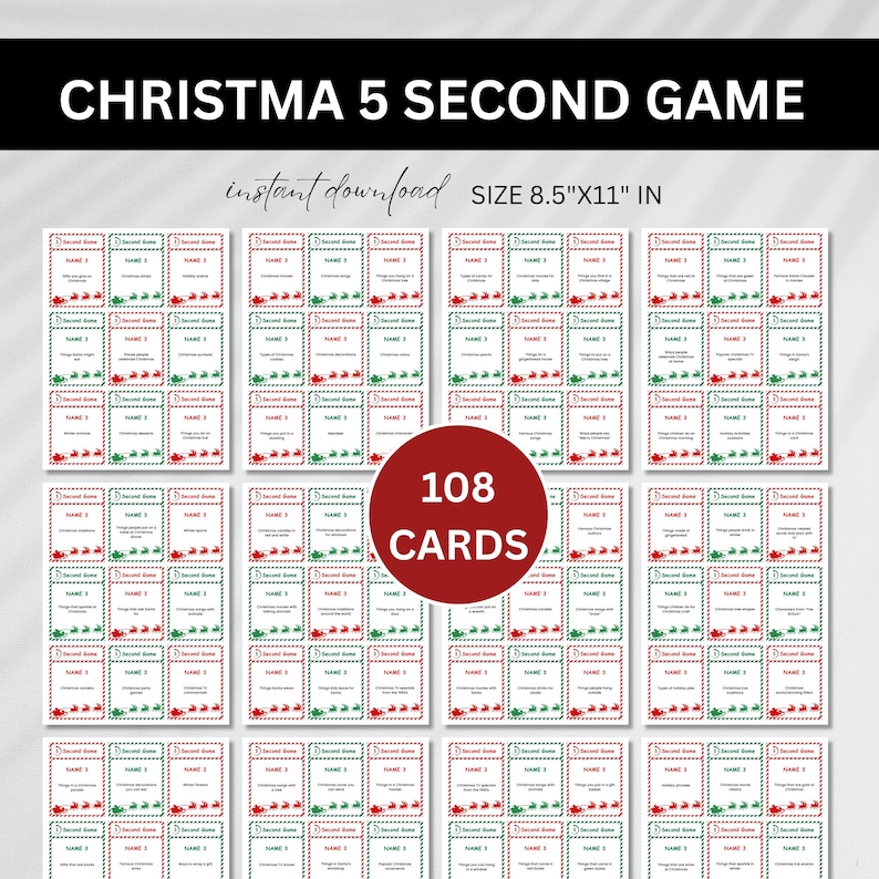 Christmas 5 Second Game, Printable Christmas Party Game, Fun Christmas ...