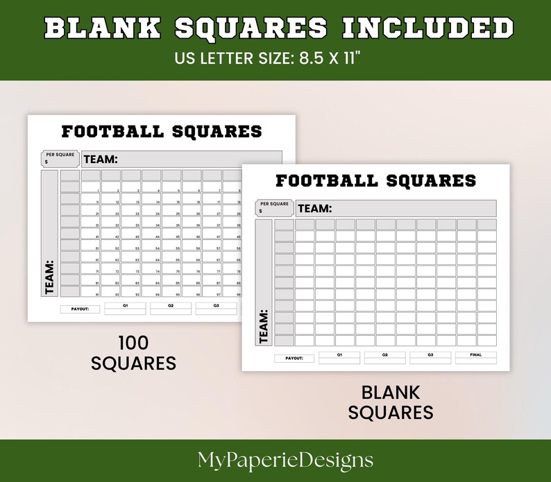 Super Big Game Football Squares, Super Big Bow, Football Fundraiser ...