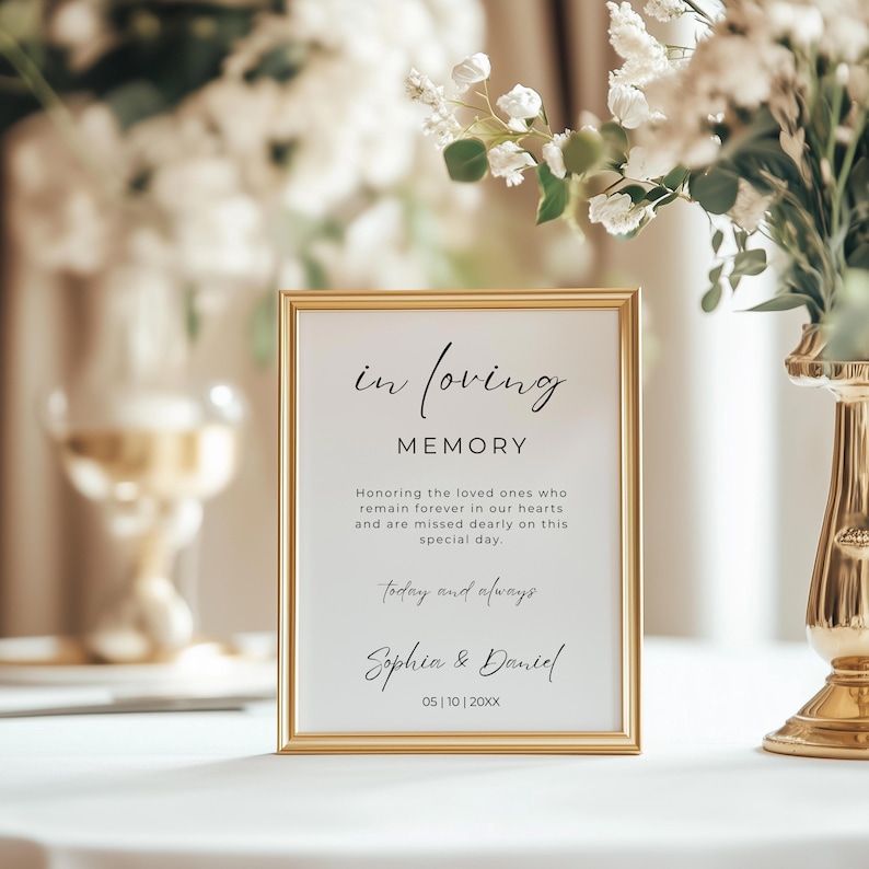 In Loving Memory Wedding Sign, Minimalist Wedding Memorial Sign, Lost ...