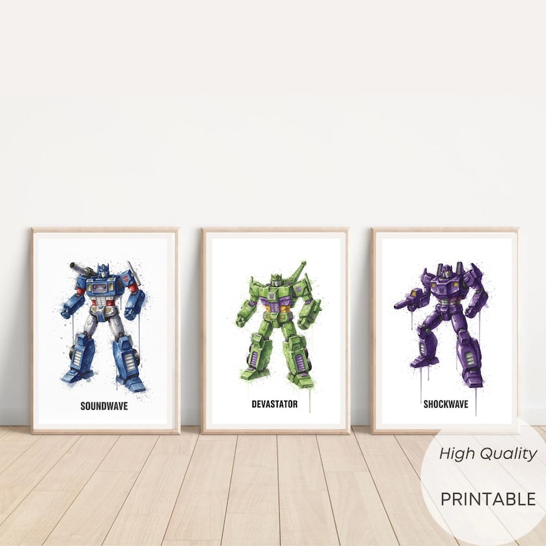 Transformers Watercolor Art Print: Superhero A4 Decor (digital Download ...