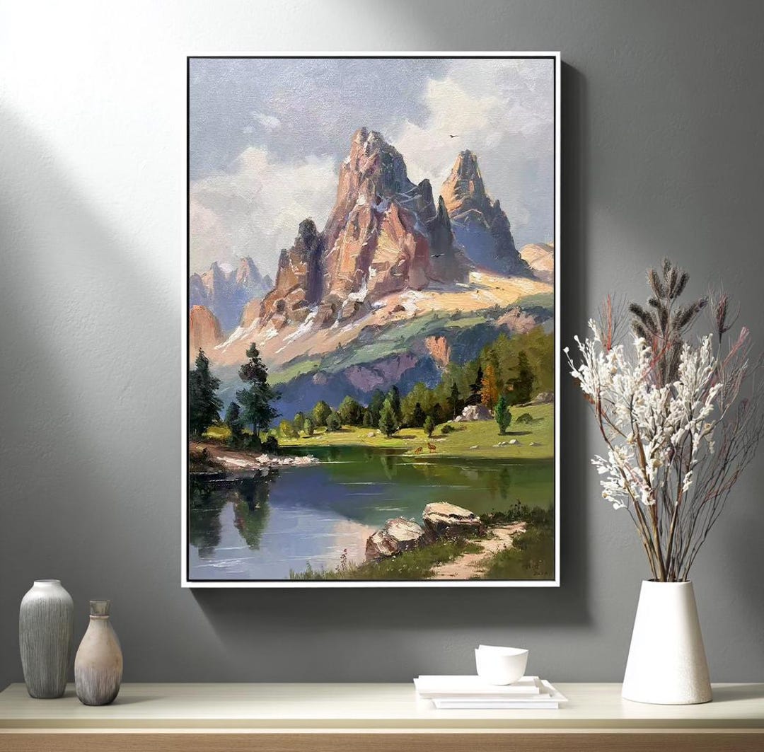 Classical Landscape Painting: Green Trees Abstract Art on Canvas - Etsy