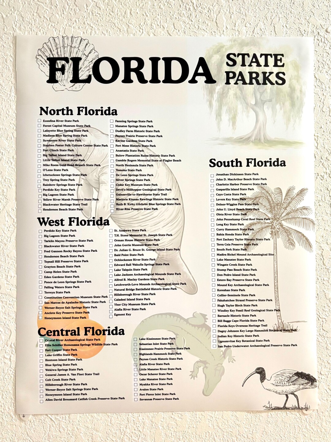 Florida State Parks Checklist Poster - Etsy