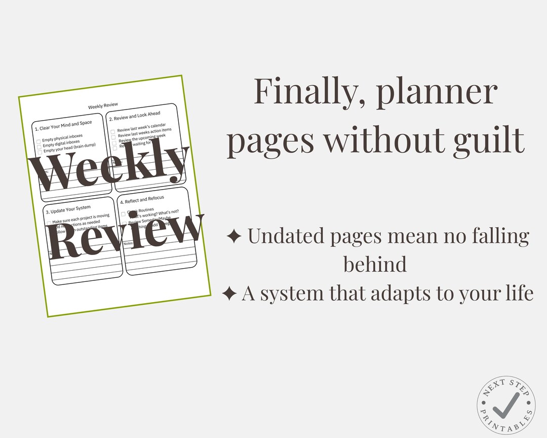 Weekly Review Printable: GTD Productivity Planner (digital Download ...