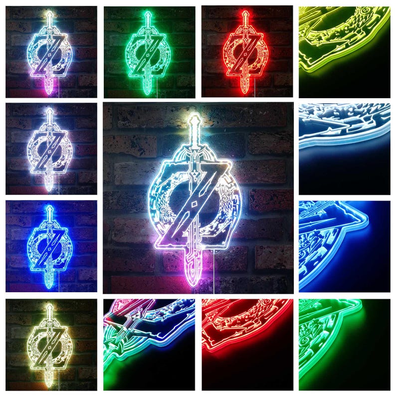Legend of Zelda Neon LED Wall Decor Sign, Rainbow Multi Colors Night ...
