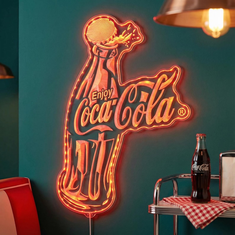 Coca Cola Bottle LED Wall Decor Sign, Game Room Man Cave Decor, Multi ...