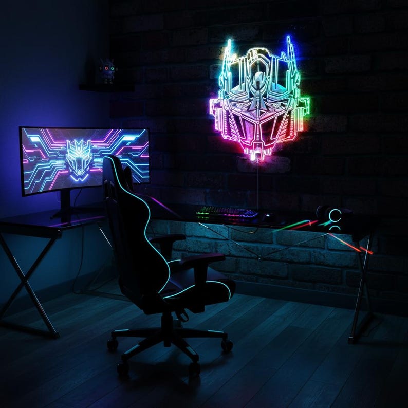 Optimus Prime Autobot Transformers LED Wall Decor Sign, Rainbow Multi ...