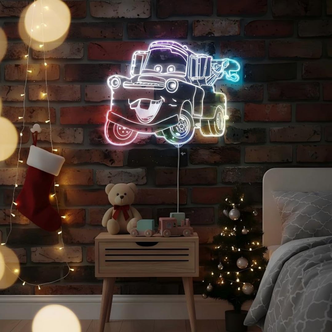 Mater Cartoon Mcqueen Neon LED Wall Decor Sign, Rainbow Multi Colors ...