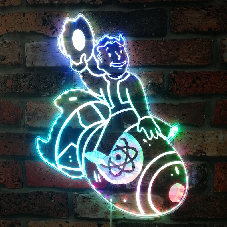 Vault Boy Nuclear Bomb Game Neon LED Wall Decor Sign, Rainbow Multi ...
