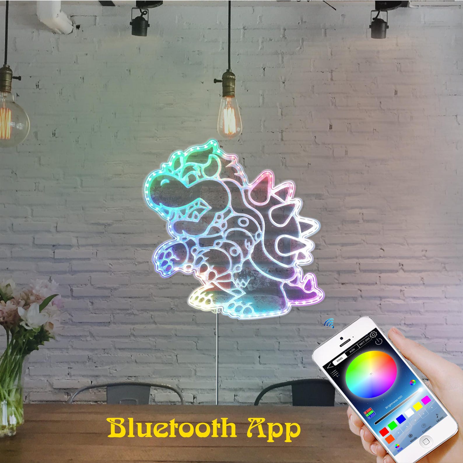 Letrero de neón LED de Bowser para pared, luz nocturna multicolor de ...