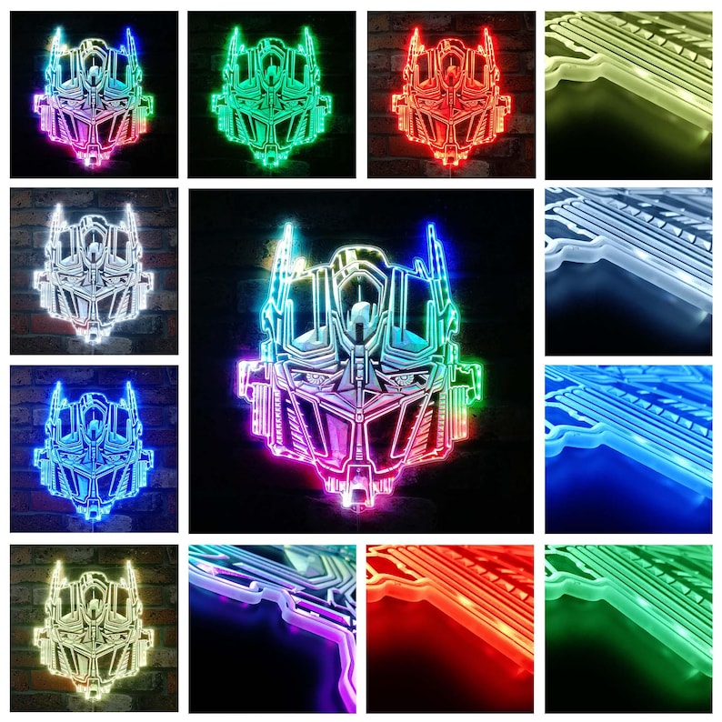 Optimus Prime Autobot Transformers LED Wall Decor Sign, Rainbow Multi ...