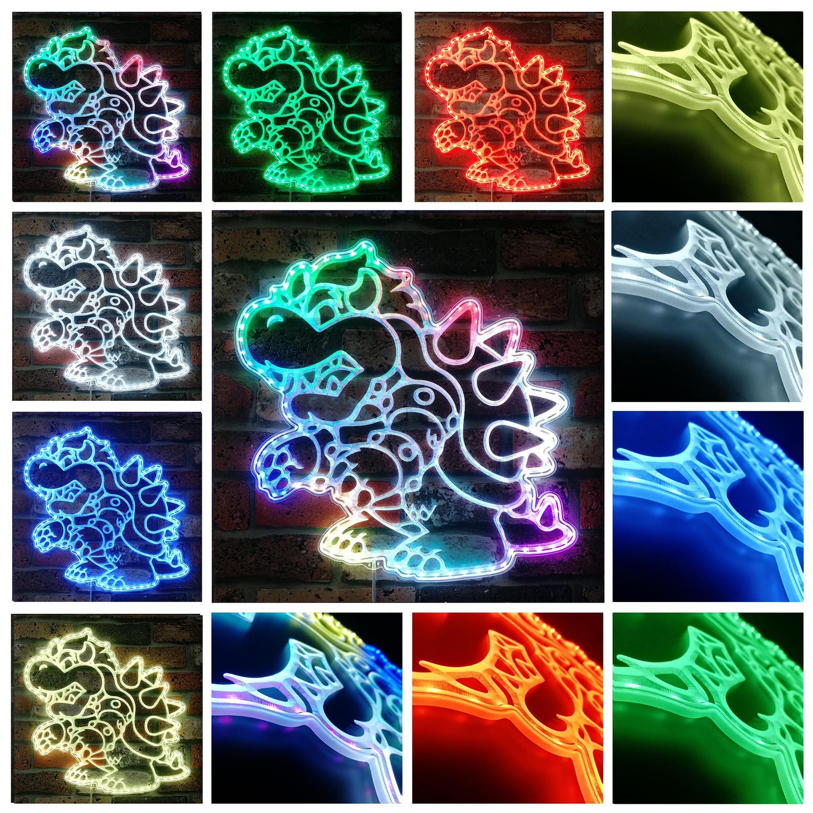 Letrero de neón LED de Bowser para pared, luz nocturna multicolor de ...