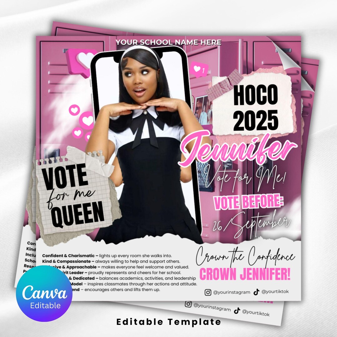 Vote Homecoming Queen Flyer, Homecoming Flyer, Campaign Flyer, Class ...