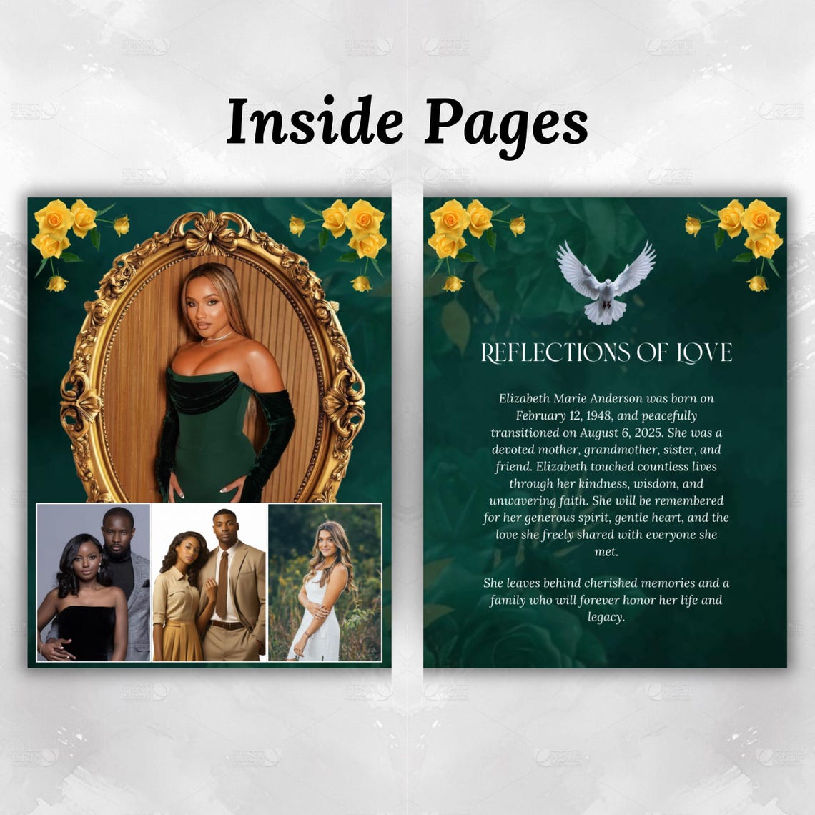 Green Funeral Program Template, Celebration of Life (canva, 8-page ...