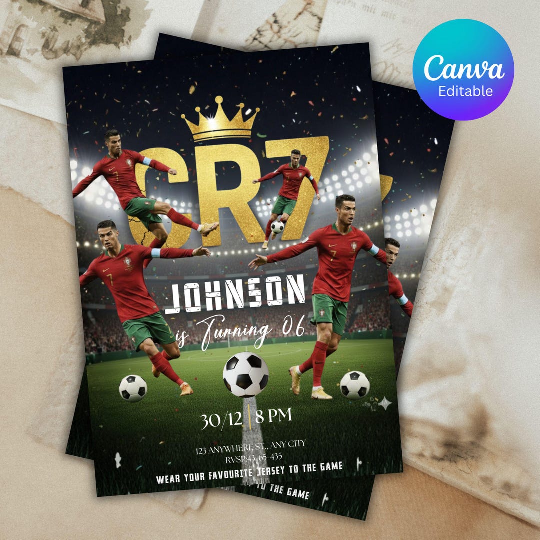 Ronaldo Birthday Invitation, CR7 Invitation, Editable Ronaldo ...