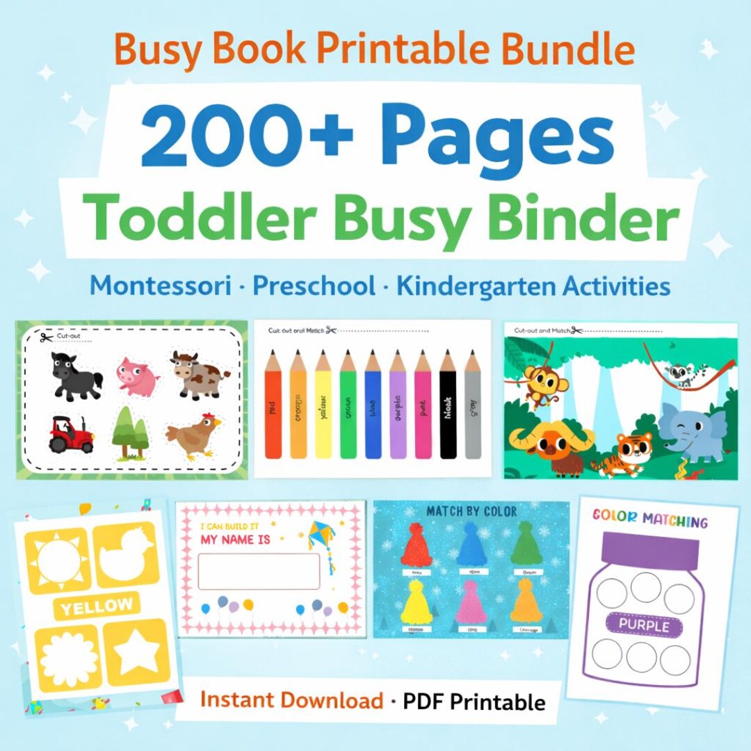 Toddler Busy Binder Printable Bundle, Montessori Preschool Activities ...