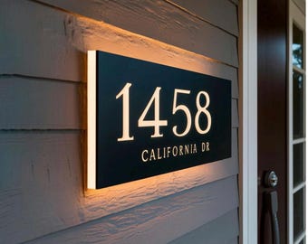 Modern LED Illuminated House Number Sign: Acrylic Address Plaque - Etsy