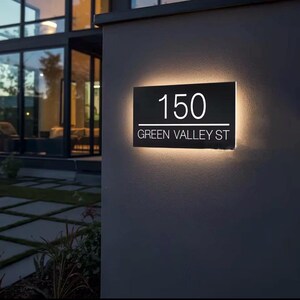 Modern LED Illuminated House Number Sign: Acrylic Address Plaque - Etsy