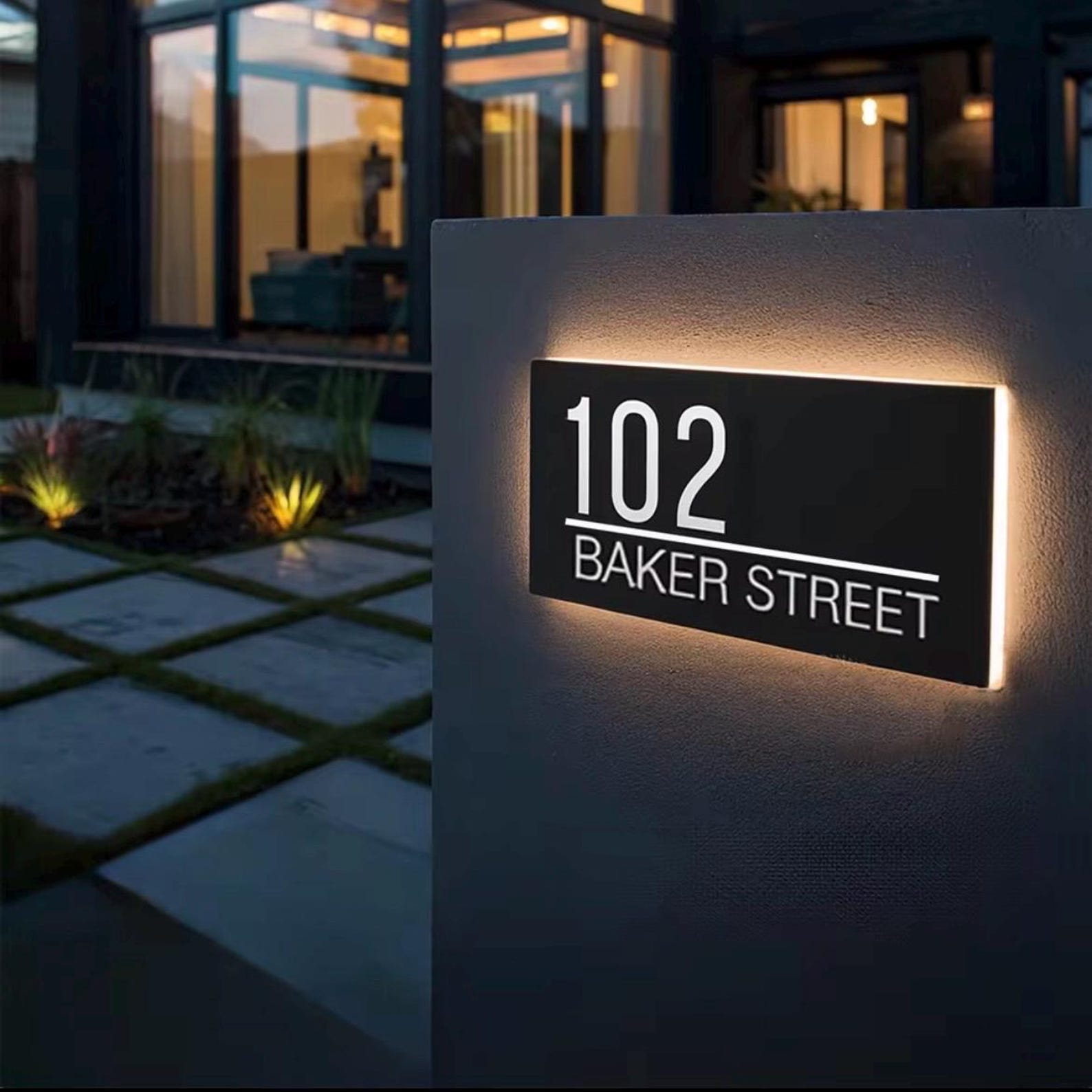 Modern LED Illuminated House Number Sign: Acrylic Address Plaque - Etsy
