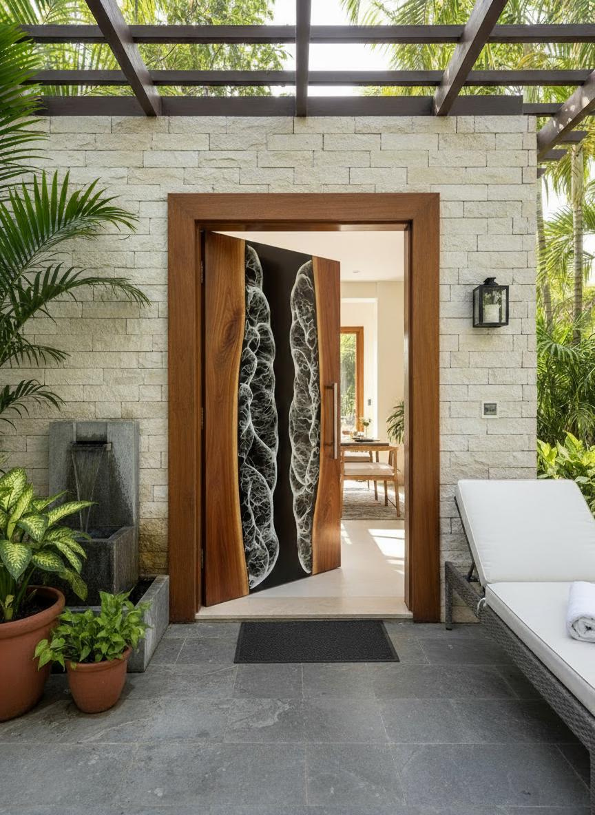 Handmade Ocean Black Epoxy Resin Door | Modern Wooden Entry Door ...