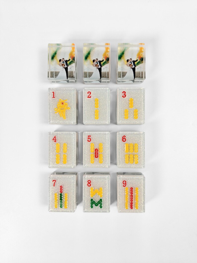 Custom Wedding Mahjong Set 166 Pc | Crystal Clear Glitter Resin With ...