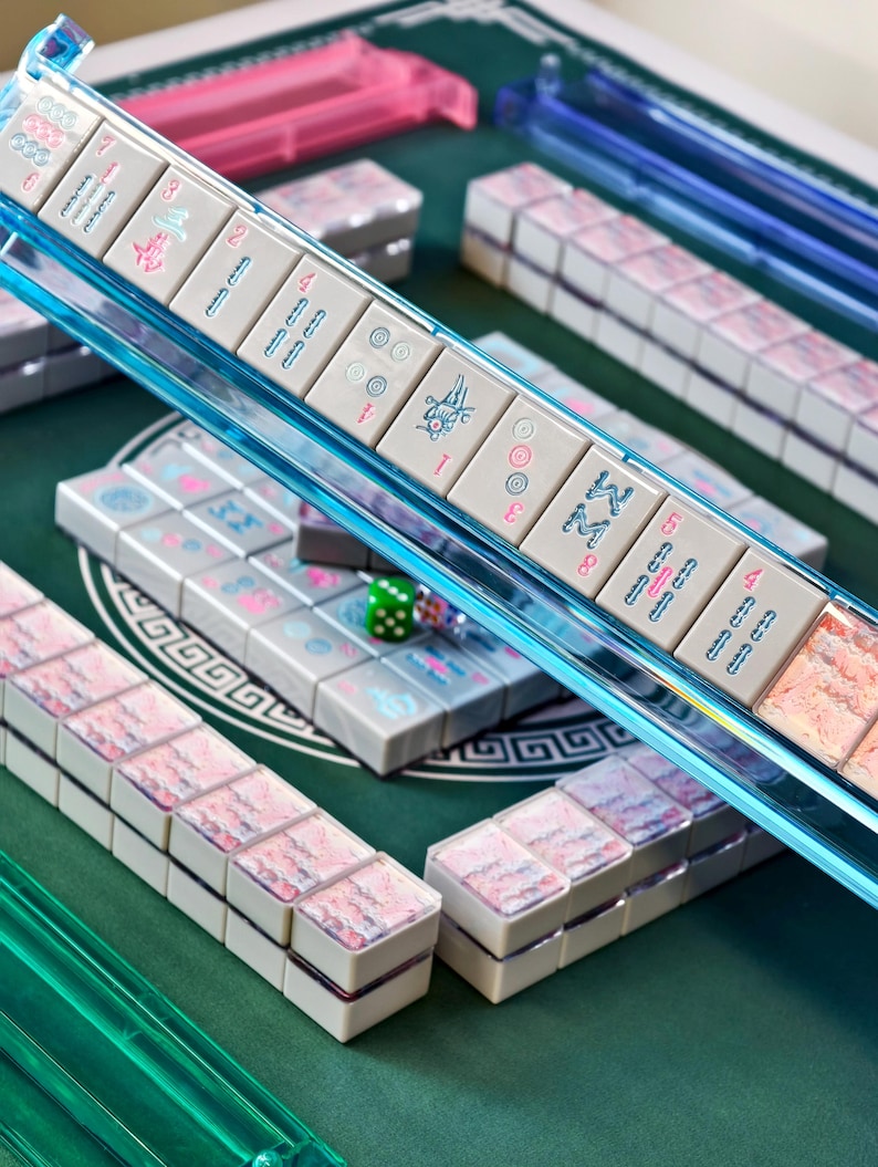 Grey Mahjong Tiles, Custom Images on Mahjong Set, Riichi Mahjong Gifts ...