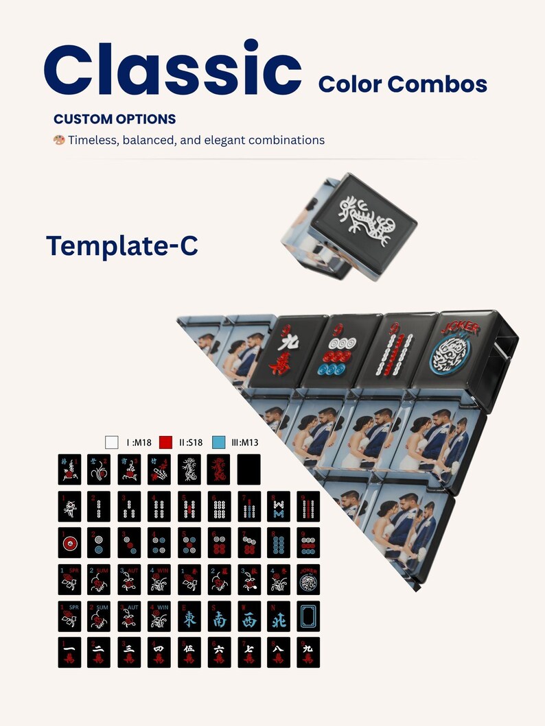 Custom Mahjong Tiles Set 166 Pc American Mahjong, Personalized Hand ...