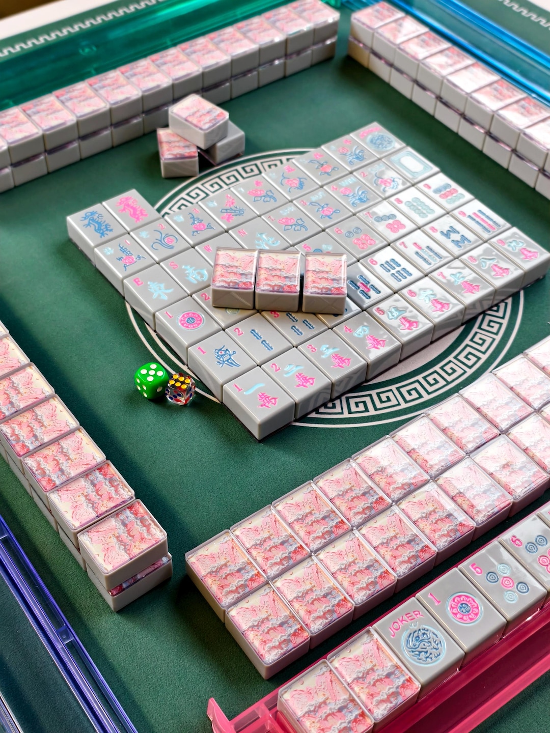 Grey Mahjong Tiles, Custom Images on Mahjong Set, Riichi Mahjong Gifts ...