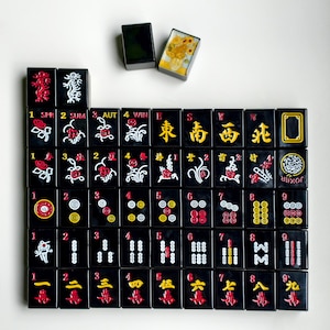 Mahjong Tiles, Vintage Mahjong Set, Black Mahjong Tiles Set, Joker ...